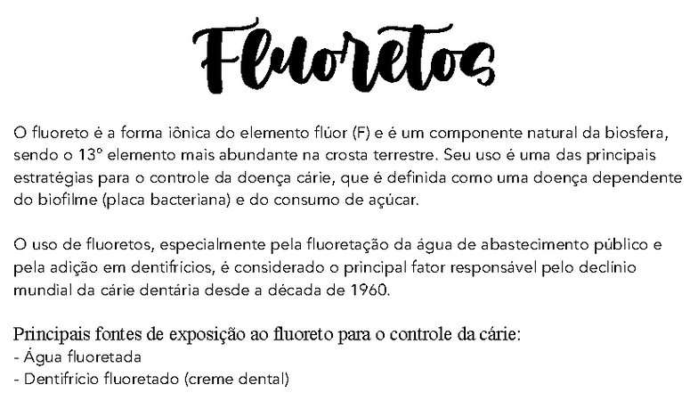 Estudo sobre Fluoretos: Efeitos e Mecanismos de Ação - Studocu