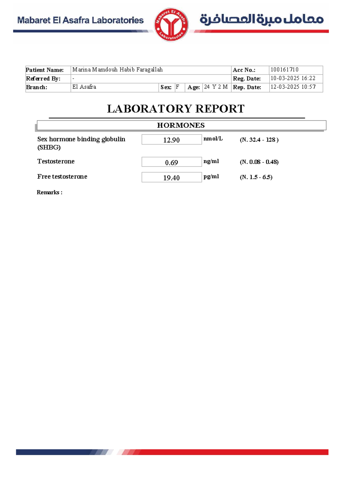 Laboratory Report: Hormones & Glycemic Control Profile - Studocu