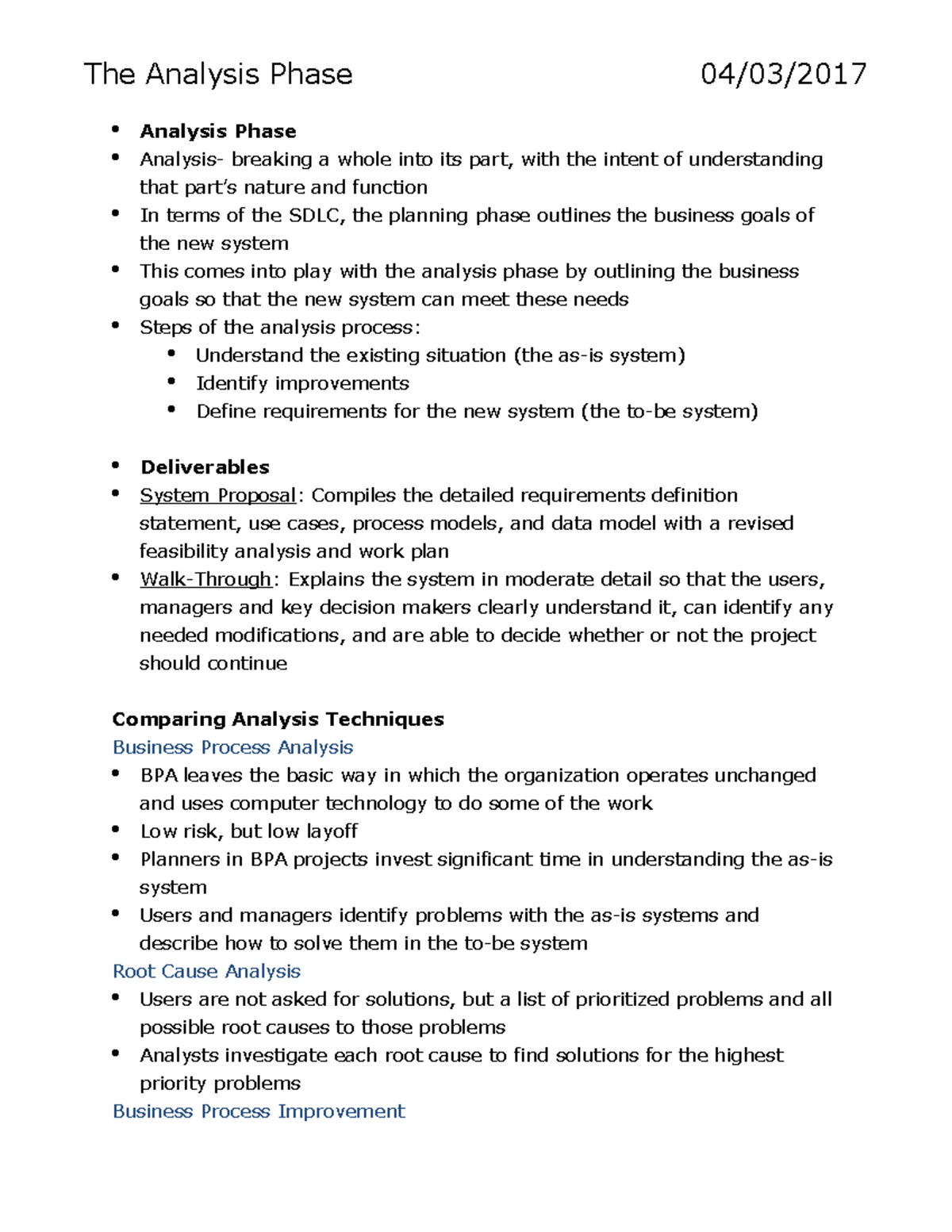 Chapter 3 - Systems analysis & design - The Analysis Phase 04/03 ...