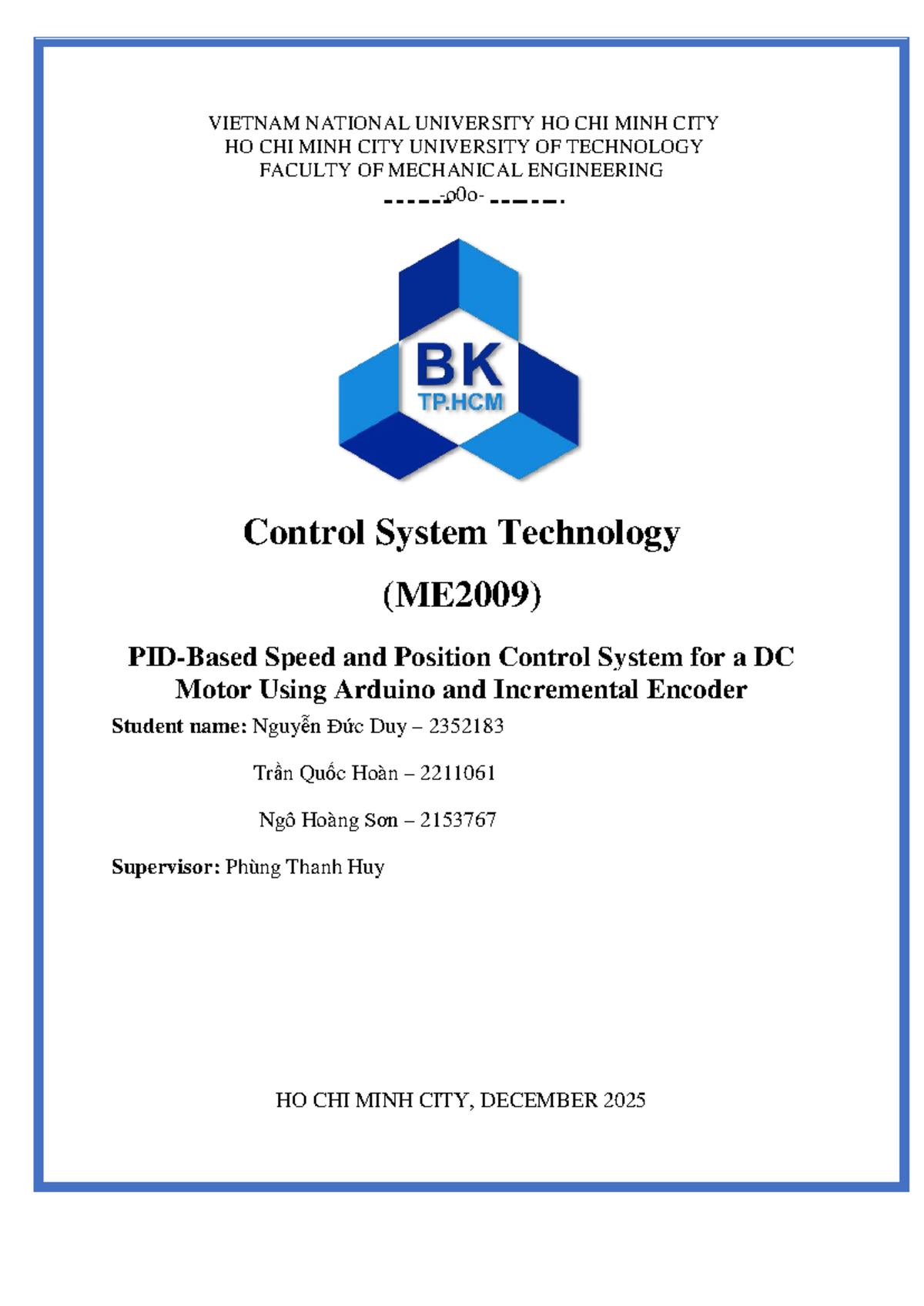 Control System Technology (ME2009) - DC Motor Speed & Position Control ...