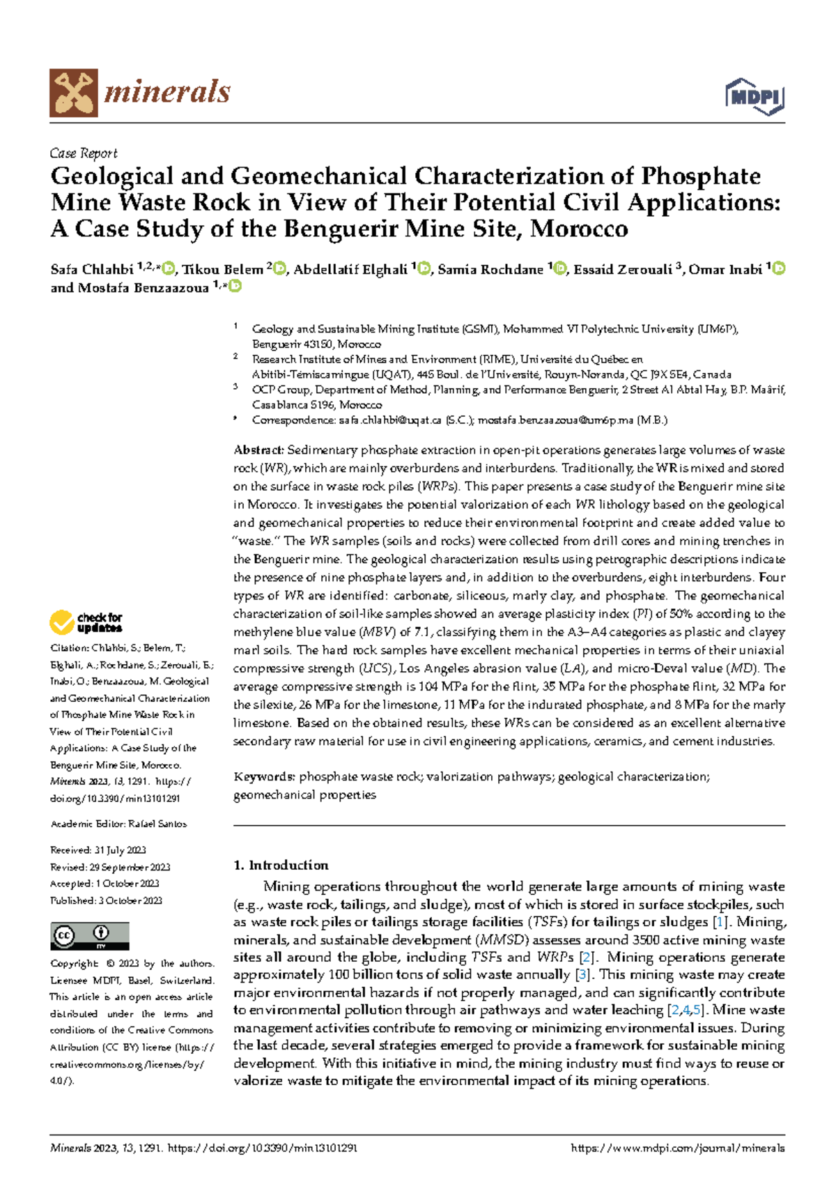Geological and Geomechanical Analysis of Phosphate Mine Waste Rock ...