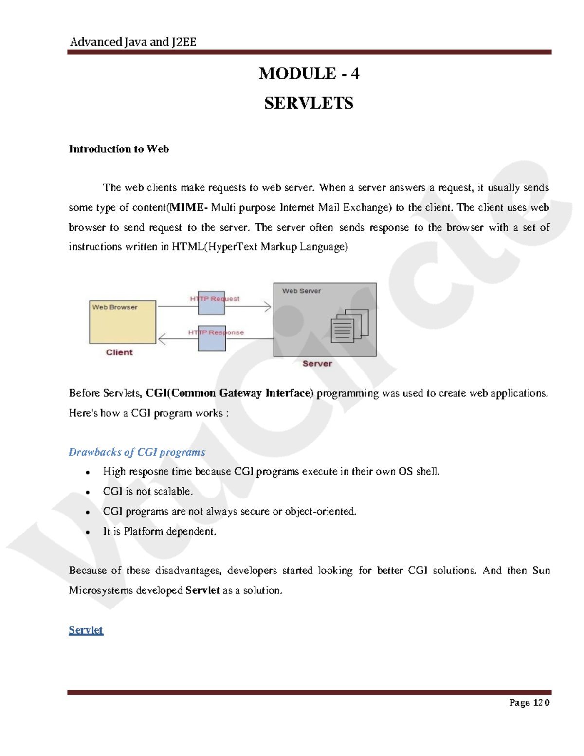 BCS613D Module 4: Introduction to Servlets in Advanced Java - Studocu