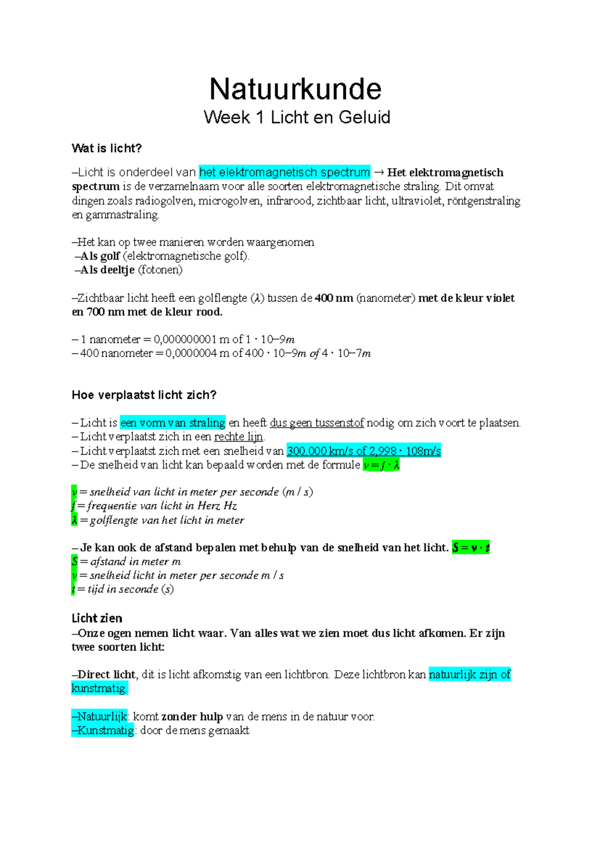 Natuurkunde: Licht en Geluid - Week 1 & 2 Overzicht en Concepten ...