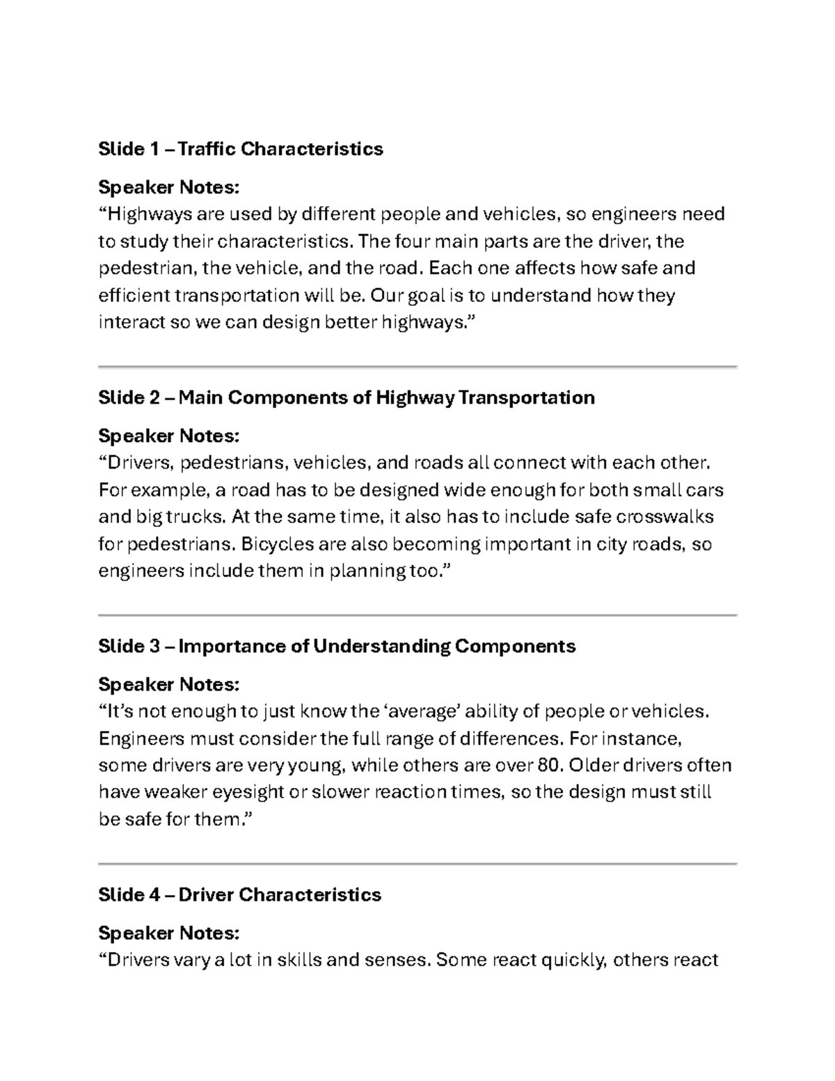 Traffic Characteristics and Highway Design: Key Insights and Notes ...