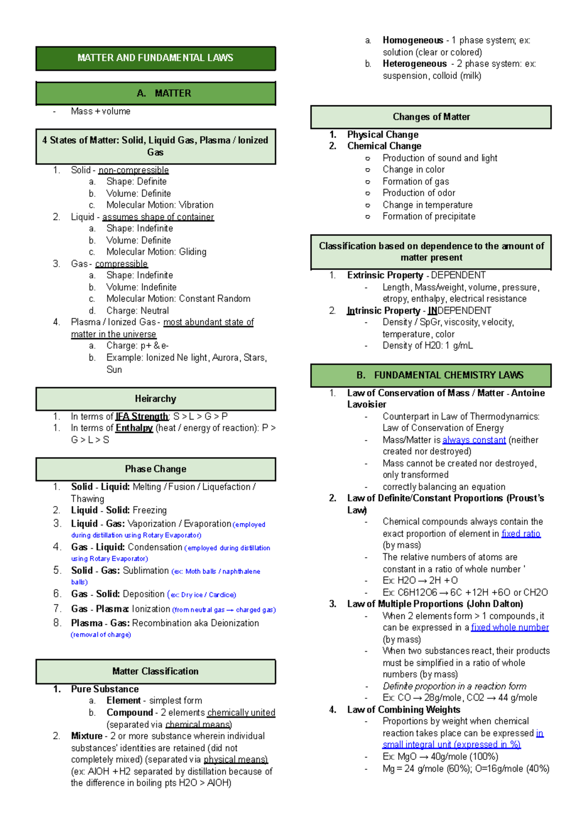 General Chemistry: Matter, Laws, and Atomic Structure Notes - Studocu