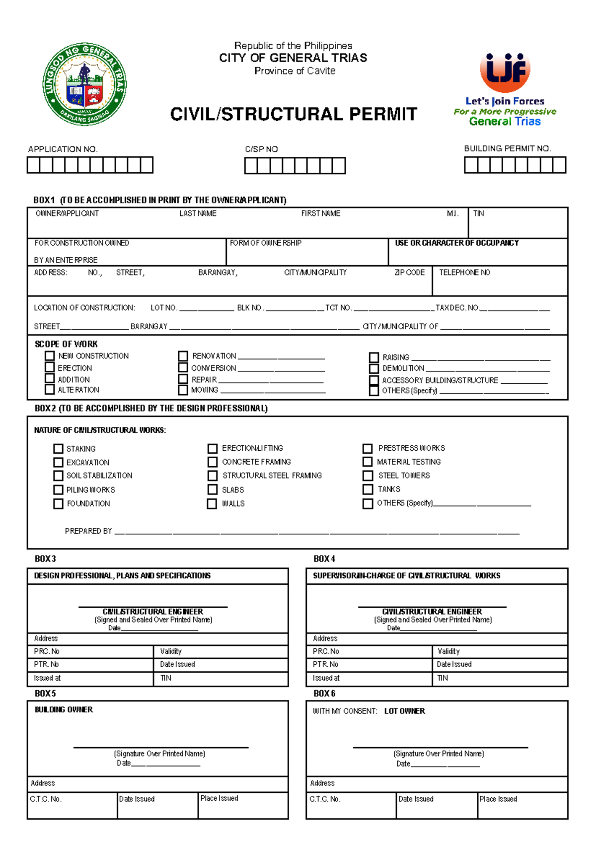 Civil/Structural Permit Application - General Trias, Cavite - Studocu