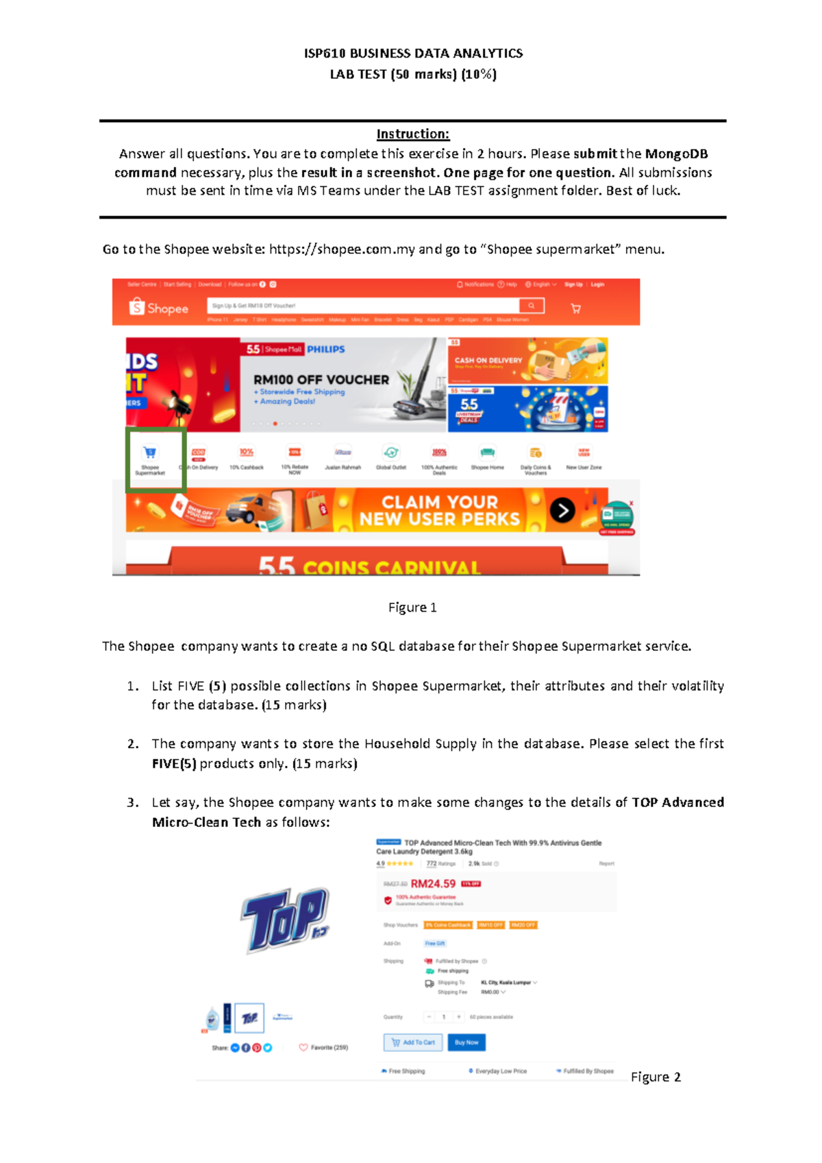 ISP610 LAB TEST 2: Business Data Analytics Questions & Instructions ...