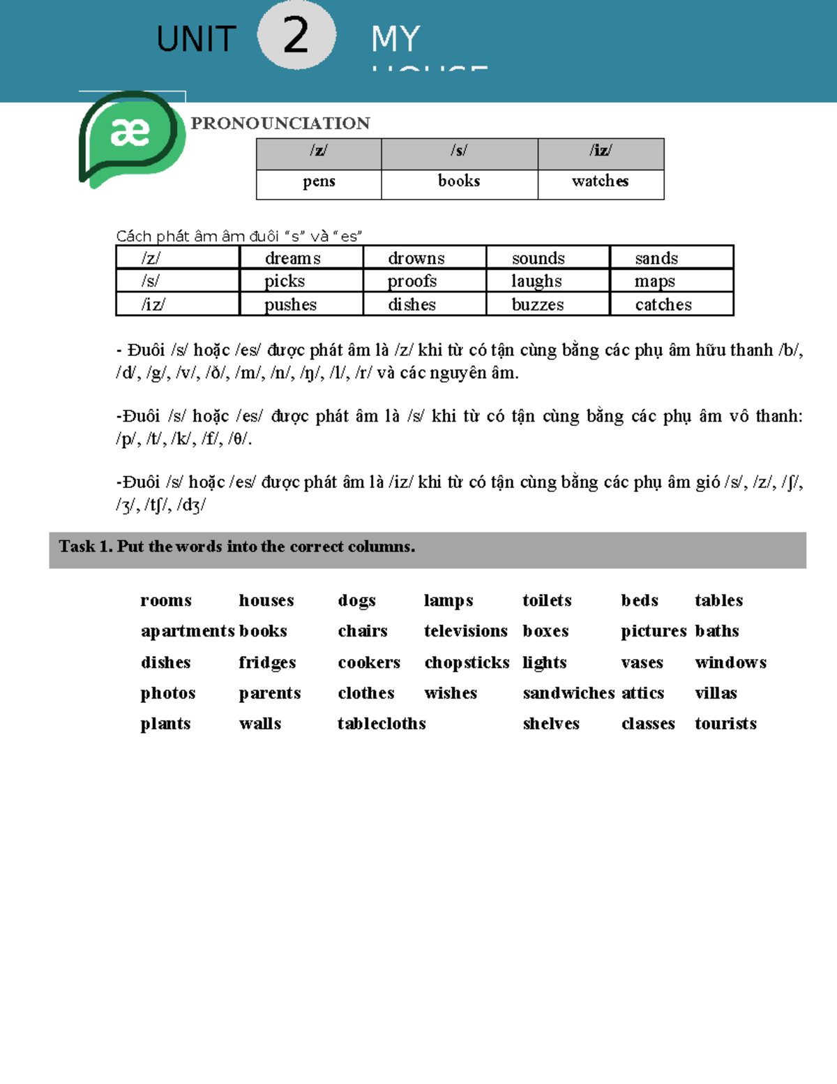 Grade 6 - U2 - Global Success - My House Pronunciation & Activities - Studocu