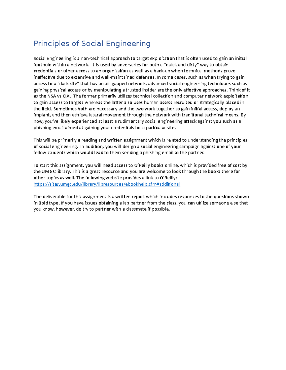 COP 670 - Project 1: Designing a Social Engineering Campaign Assignment ...