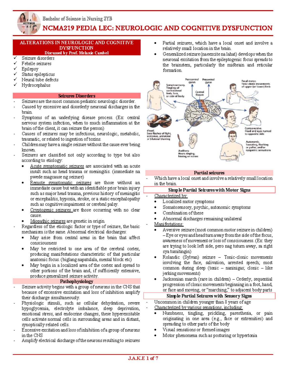 NCMA219 PEDIA LEC: Neurologic & Cognitive Dysfunction in Pediatrics ...