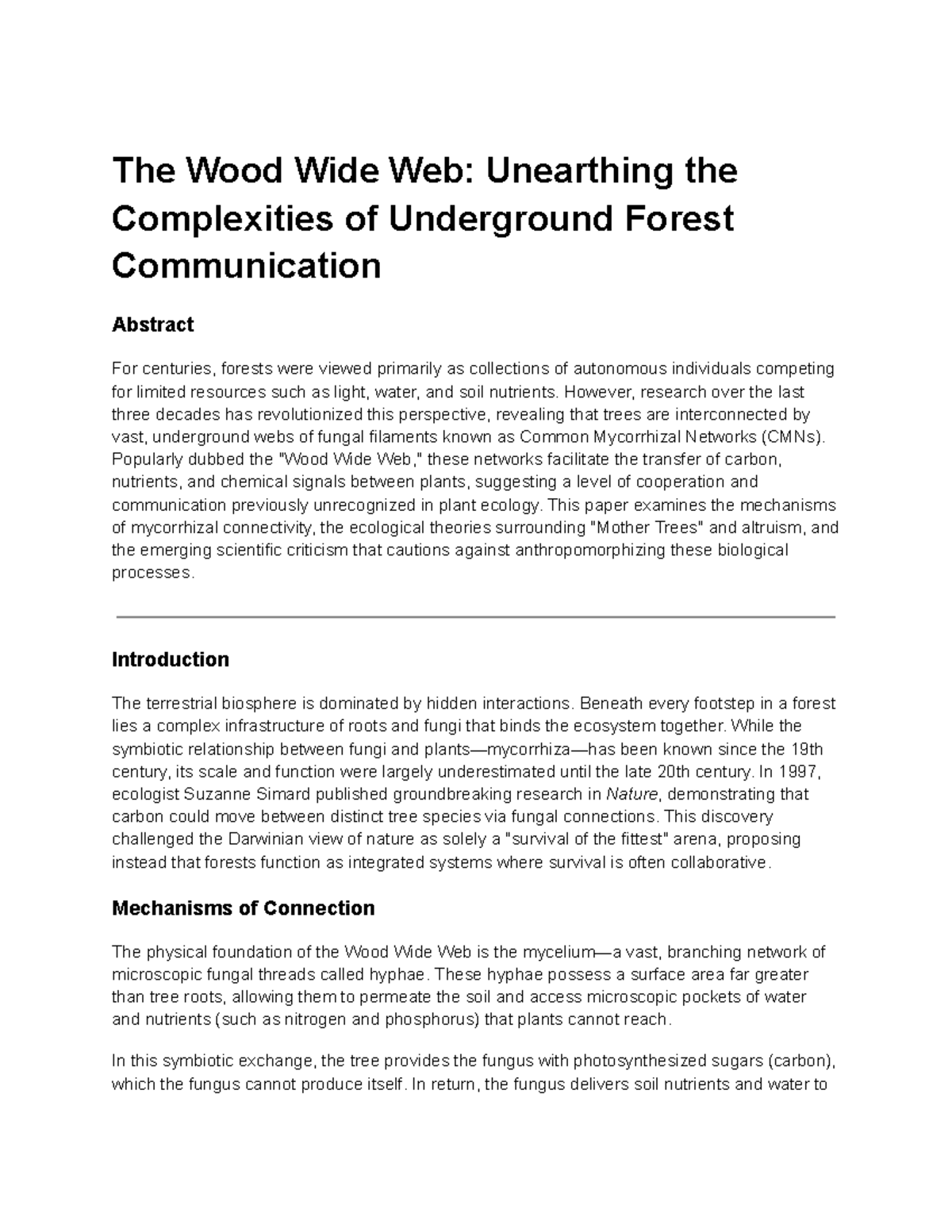 Modern Business Study: Assessment of the Wood Wide Web in Ecology - Studocu