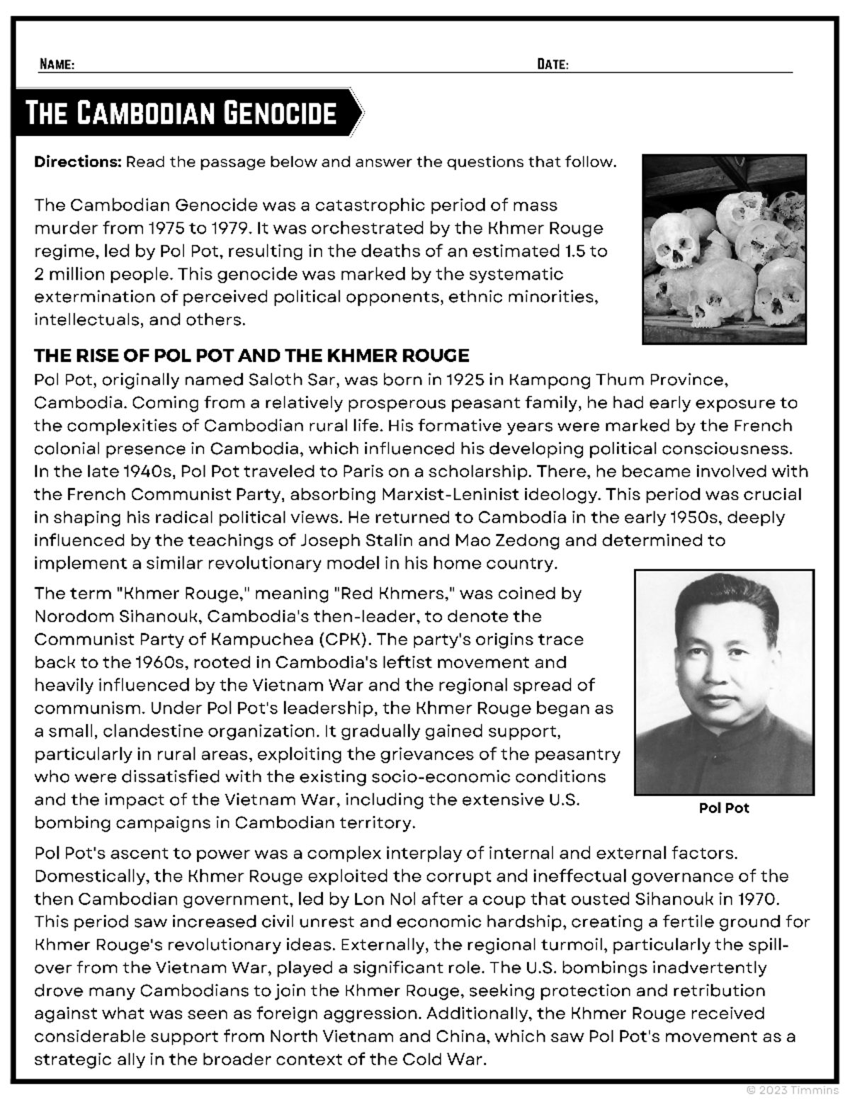 Cambodian Genocide: Causes, Impact & Khmer Rouge Overview - Studocu