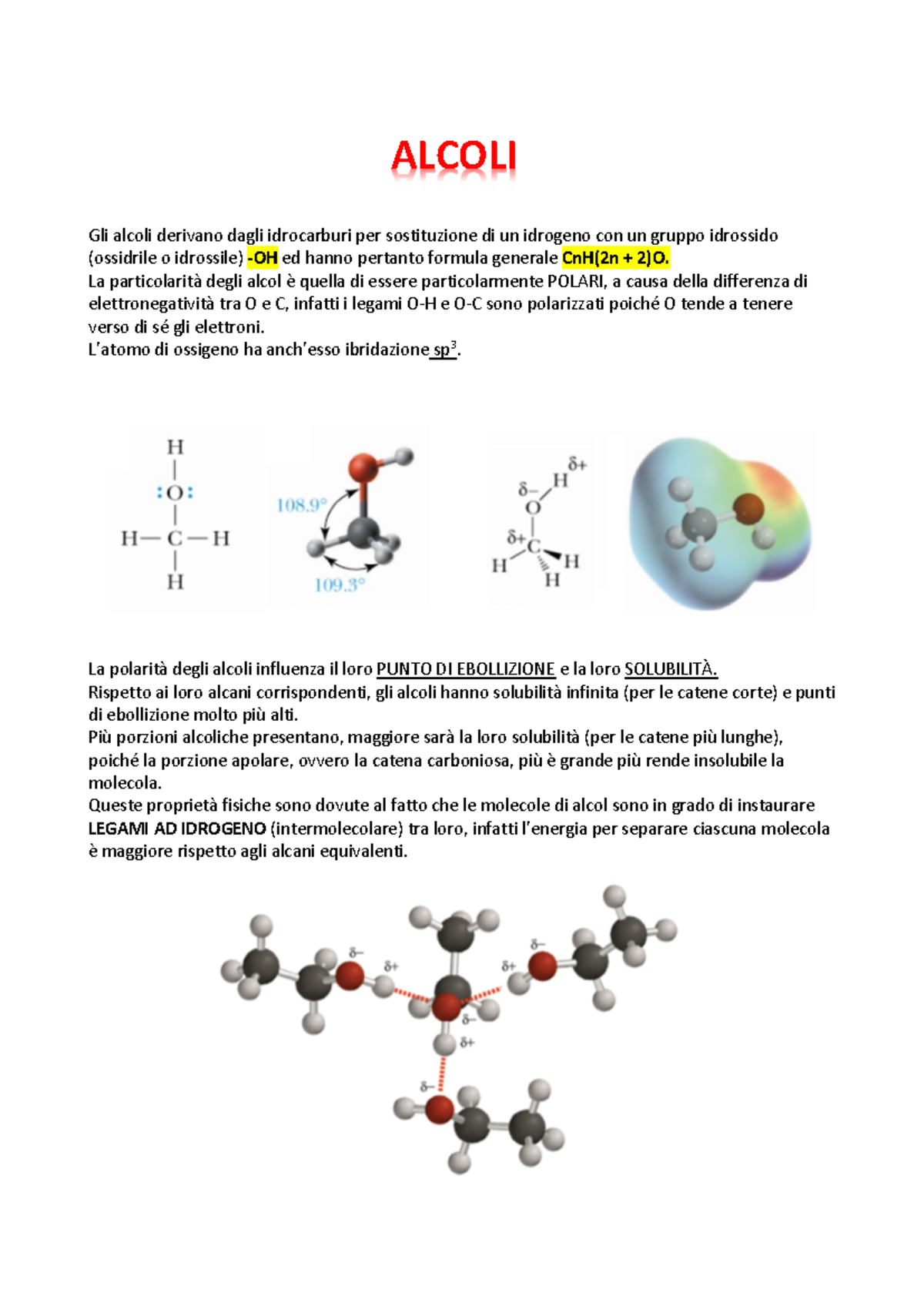 Alcoli - Gli alcoli derivano dagli idrocarburi per sostituzione di un ...