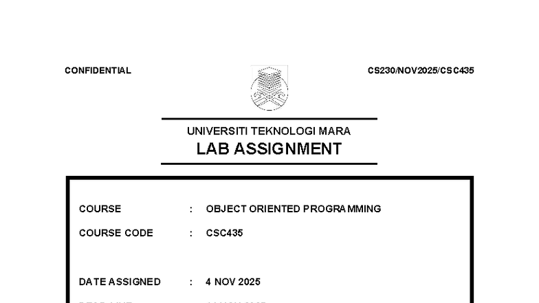 CSC435 Lab Assignment: Student Course Management System in Java - Studocu