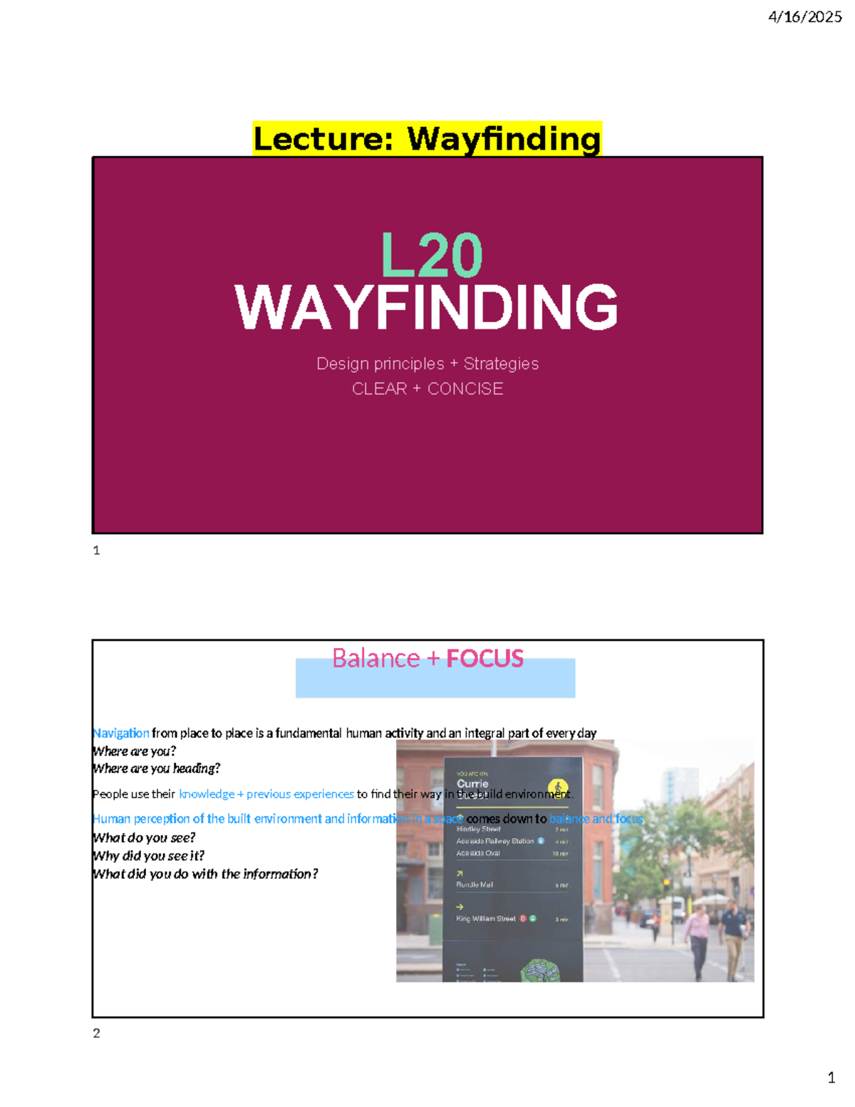 WAYFINDING DESIGN PRINCIPLES & SIGNAGE STRATEGIES (Lecture) - Studocu