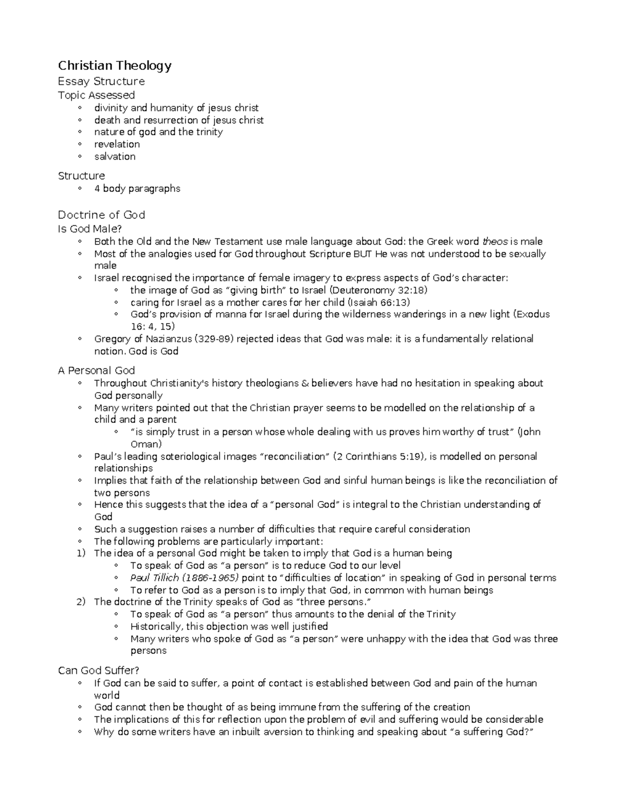 Christian Theology Essay Notes: Divinity and Humanity of Jesus Christ ...