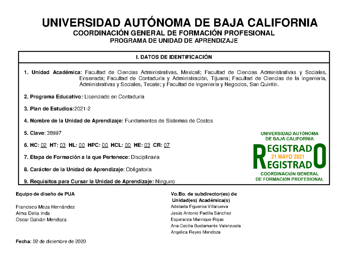 Fundamentos de Sistemas de Costos - UABC 38997 - Studocu