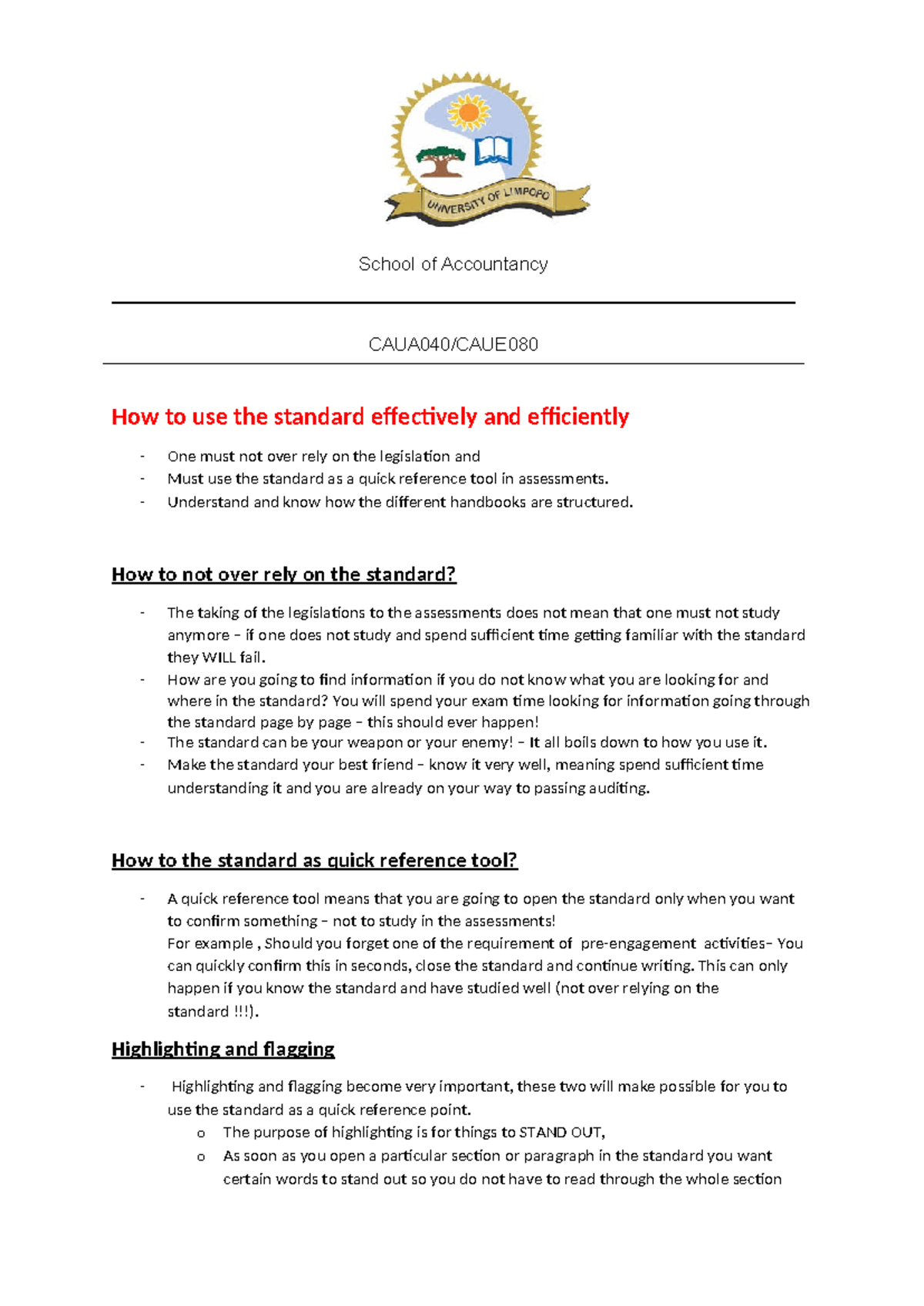 OPEN BOOK Guide: Effective Use of Standards in Assessments - Studocu