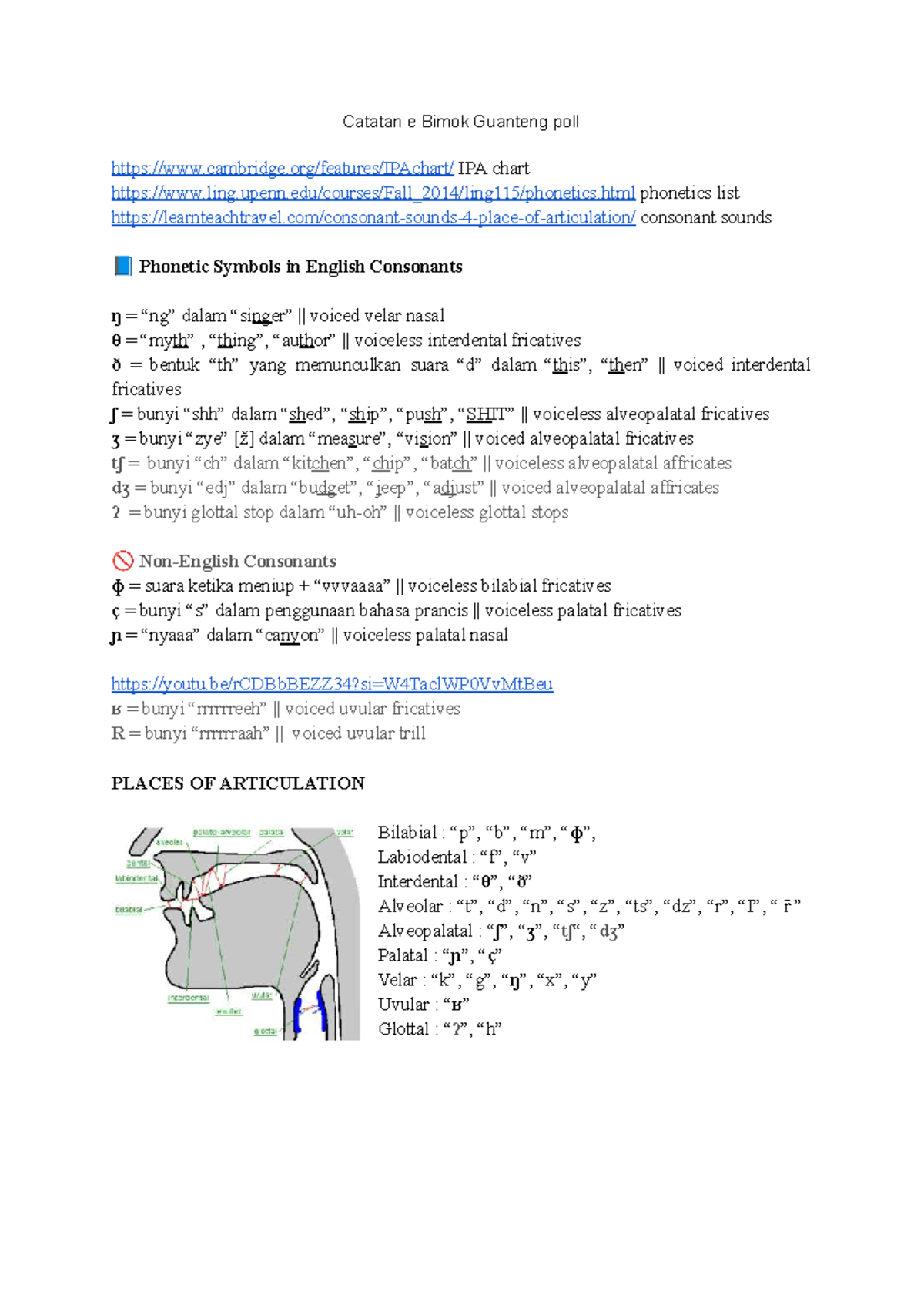 Phonetics 101: Consonant Sounds and Articulation Notes - Studocu