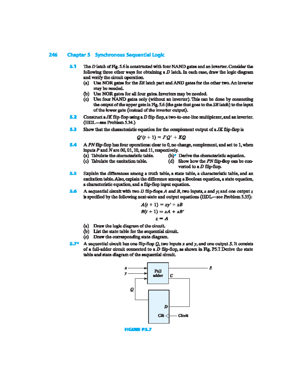 246 Chapter 5 Synchronous Sequential Logic Problems and Solutions - Studocu