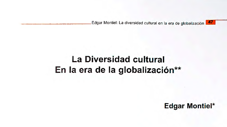 Edgar Montiel: Diversidad Cultural y Globalización en el Siglo XXI ...