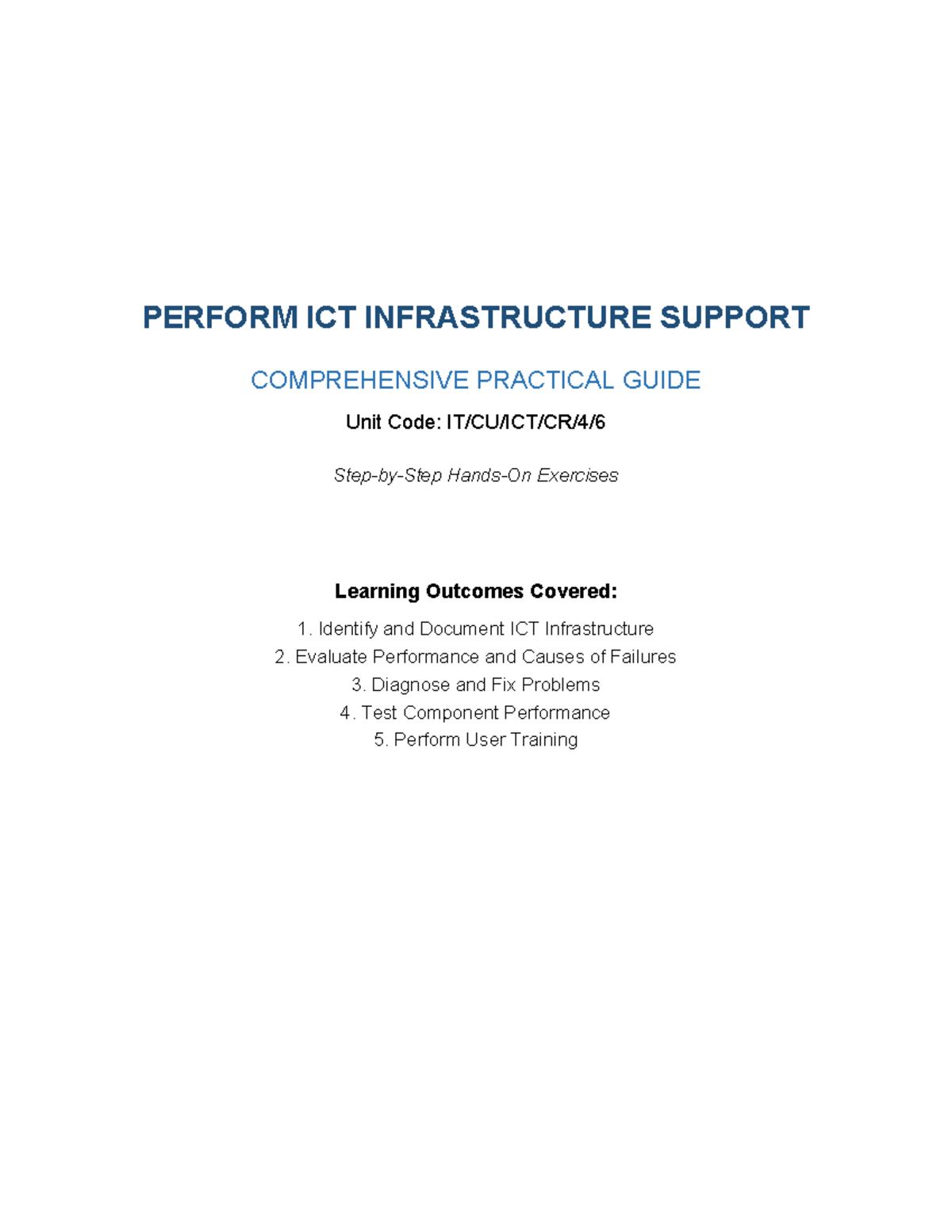 ICT Infrastructure Support Practical Guide: Unit Code Exercises - Studocu