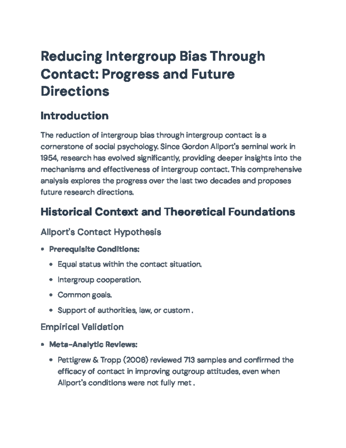 Intergroup Contact and Bias Reduction: Progress and Future Directions ...