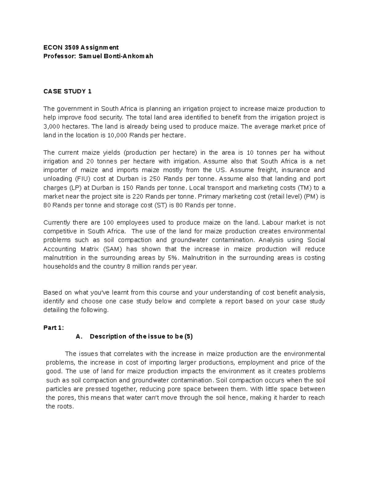 ECON 3509 assignment group example - ECON 3509 Assignment Professor ...