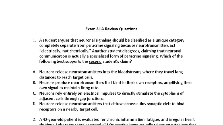 LA Packet Review Exam 4 - Student Practice Questions - Studocu