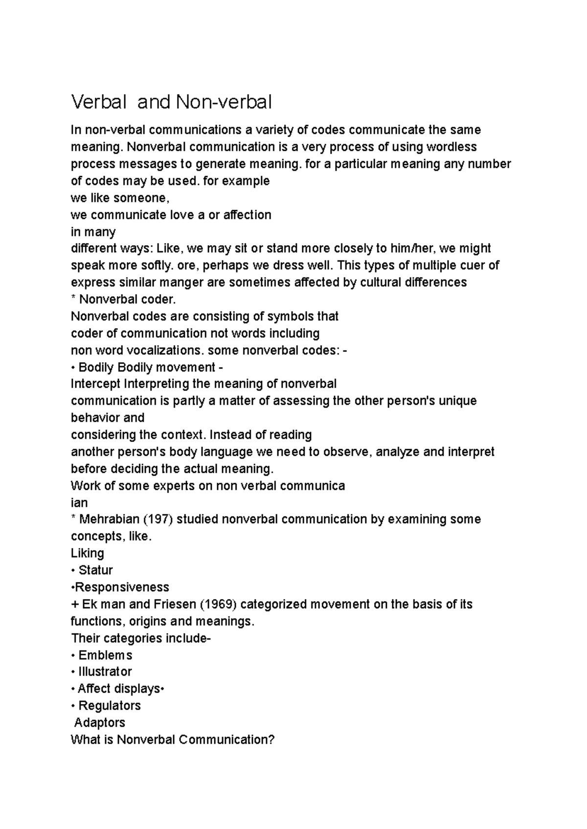 Verbal and Non-verbal Communication: Understanding Key Concepts - Studocu