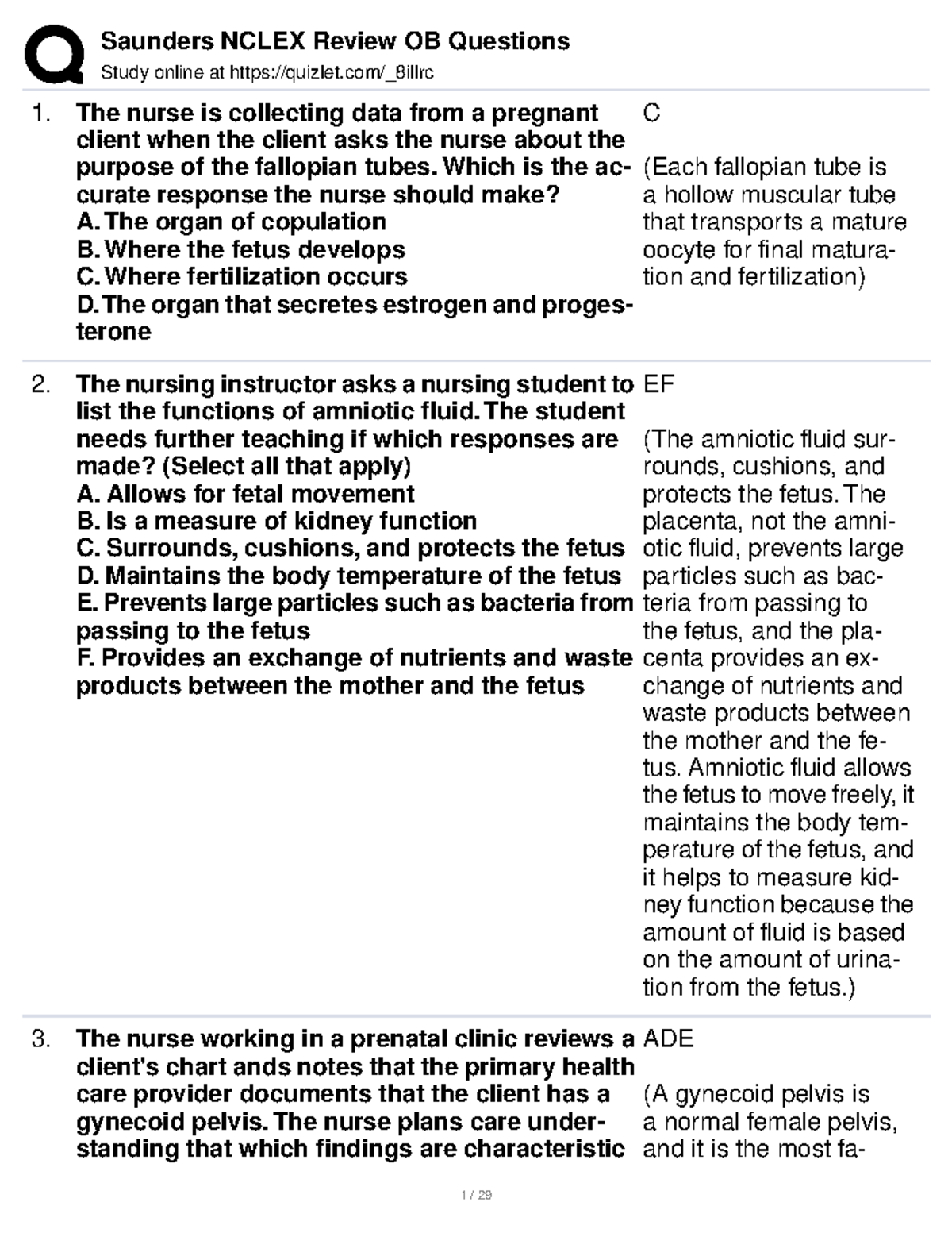OB Nursing Practice Questions - Labor and Delivery (OLFU) - Studocu