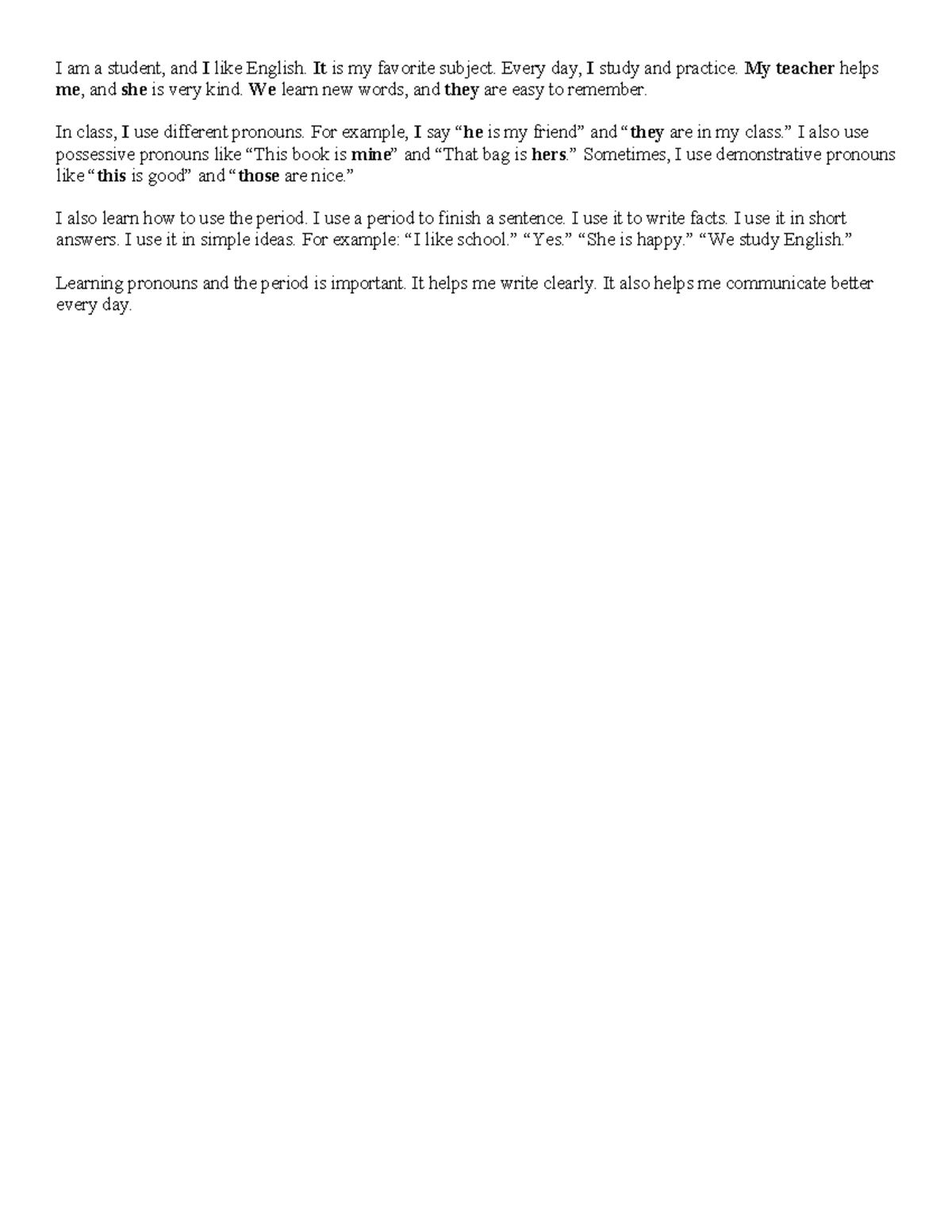 English Pronouns and Period Usage - jjjj - Studocu