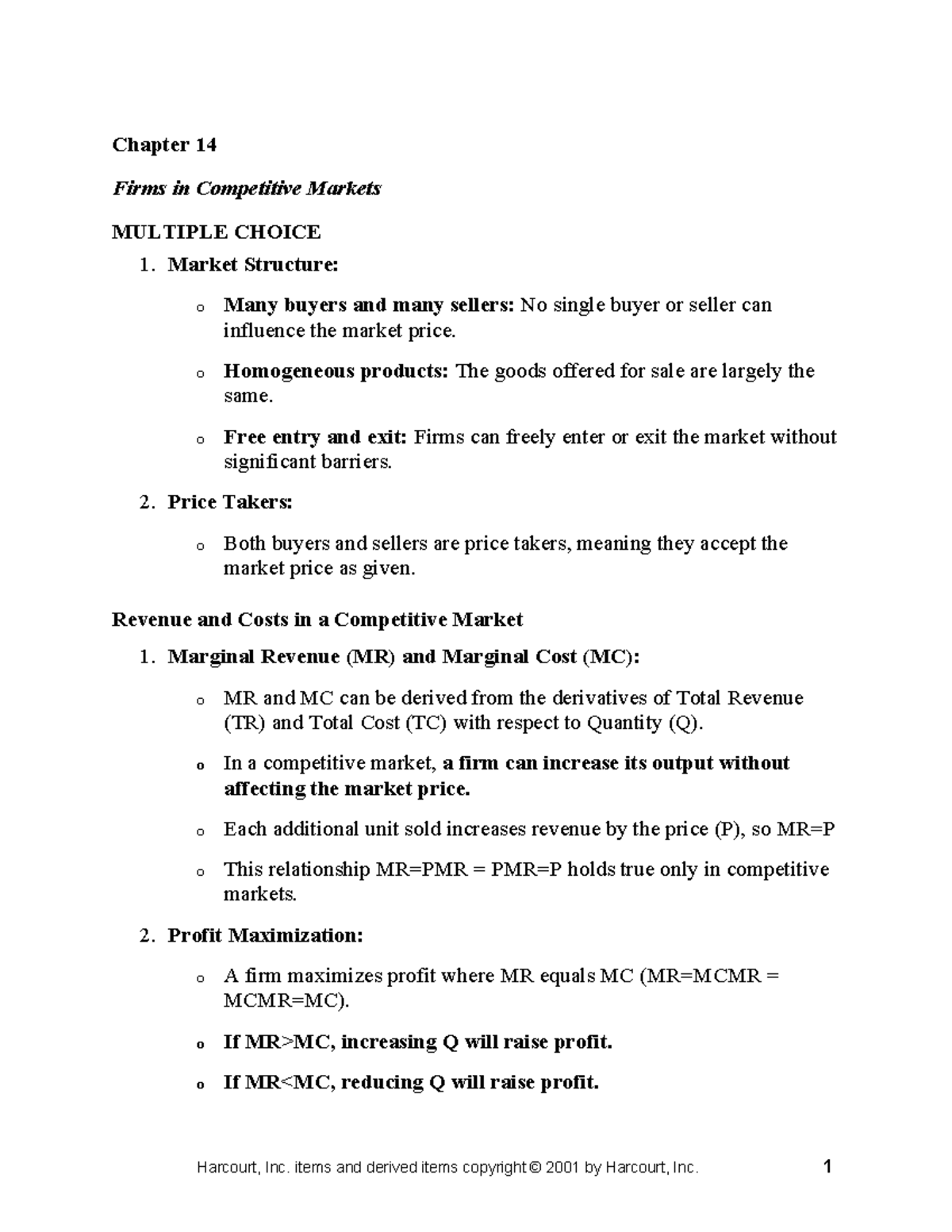 Chap 14: Competitive Market Firms - Key Concepts & Insights - Studocu