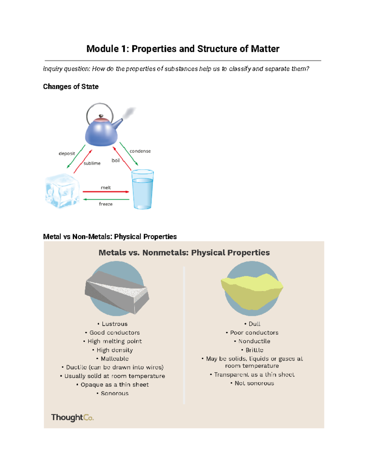 Chem prelim notes - Module 1: Properties and Structure of Matter ...
