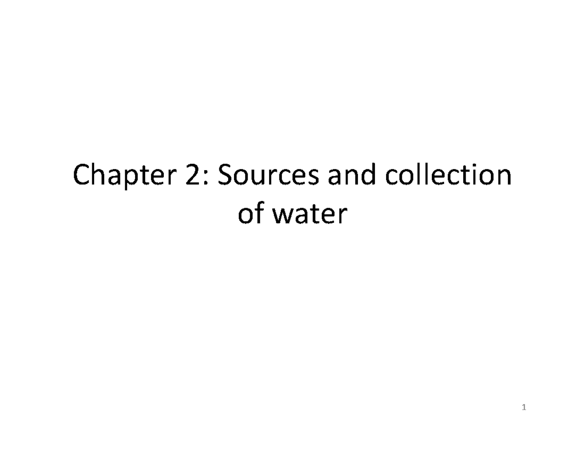 Chapter 2: Water Supply Sources & Numerical Analysis - Studocu