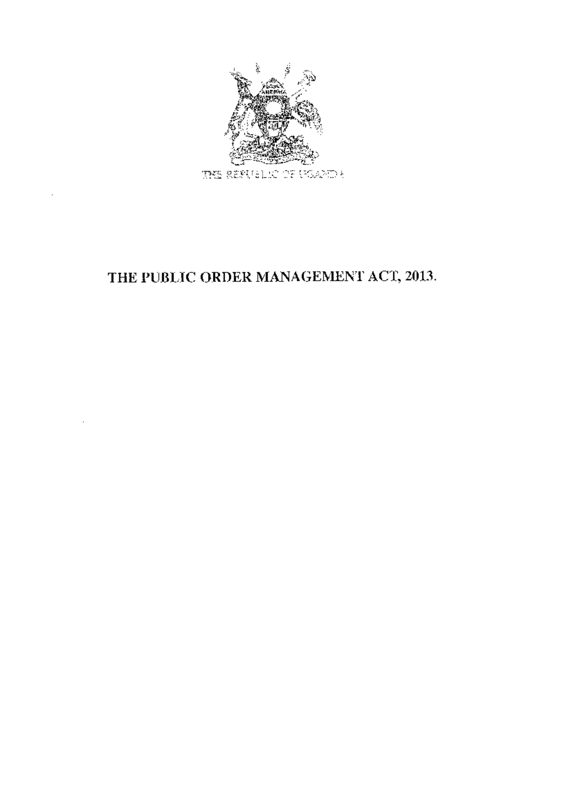 Public Order Management Act 2013: Overview and Key Provisions - Studocu
