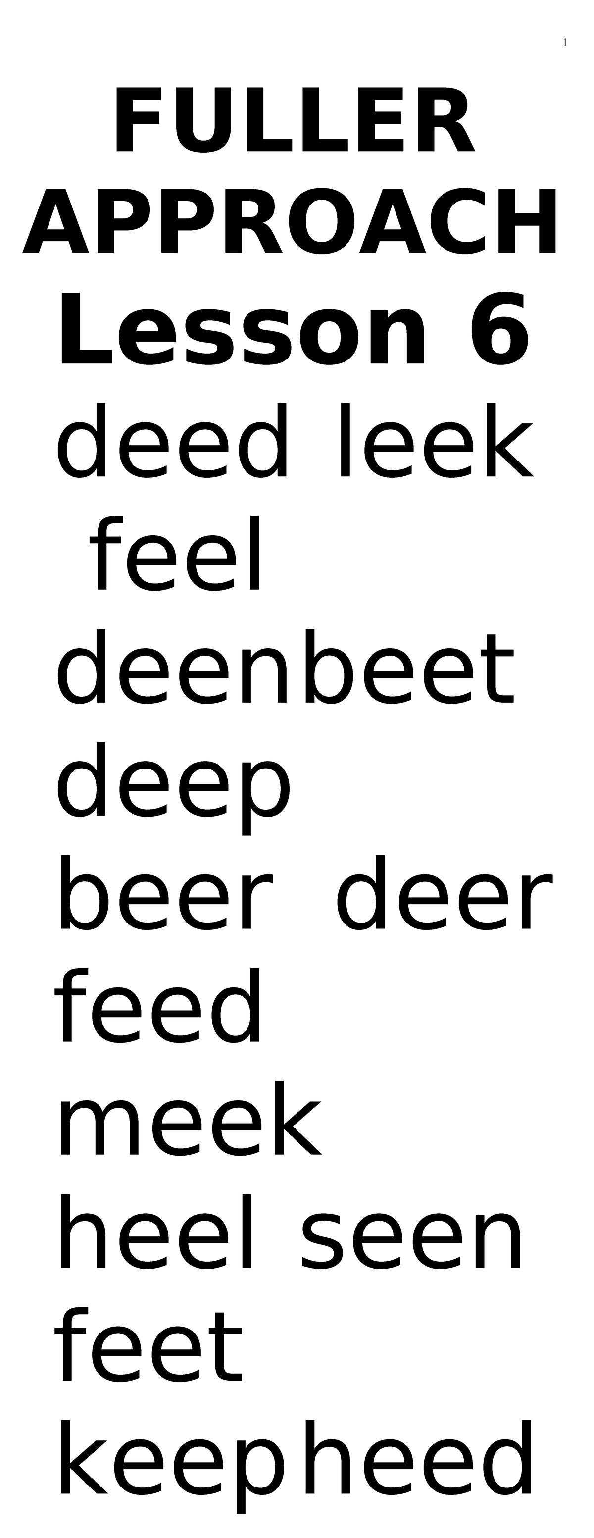 Fuller Chart - FULLER APPROACH Lesson 6 deed leek feel deenbeet deep ...