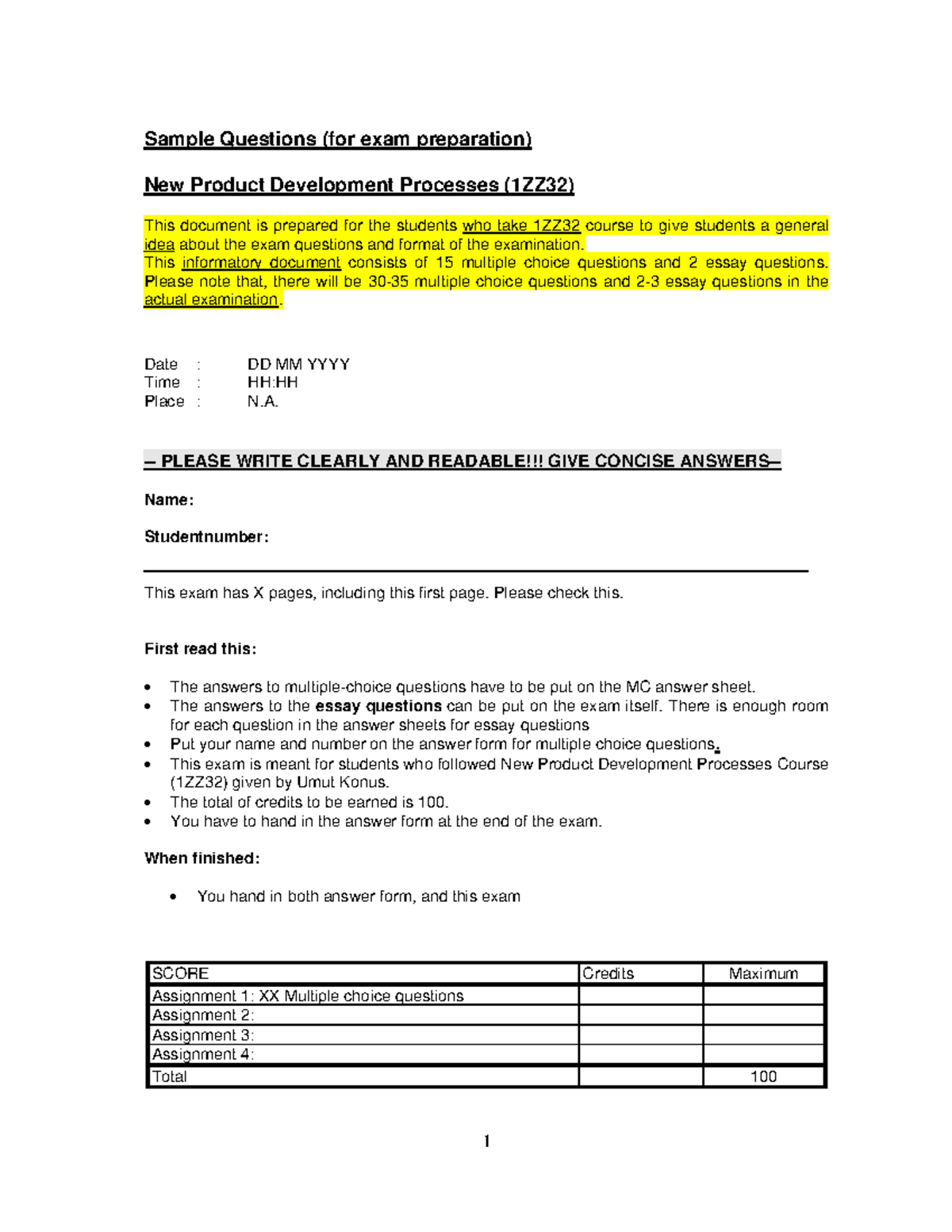 Practice Questions for 1ZZ32: New Product Development Exam Prep ...