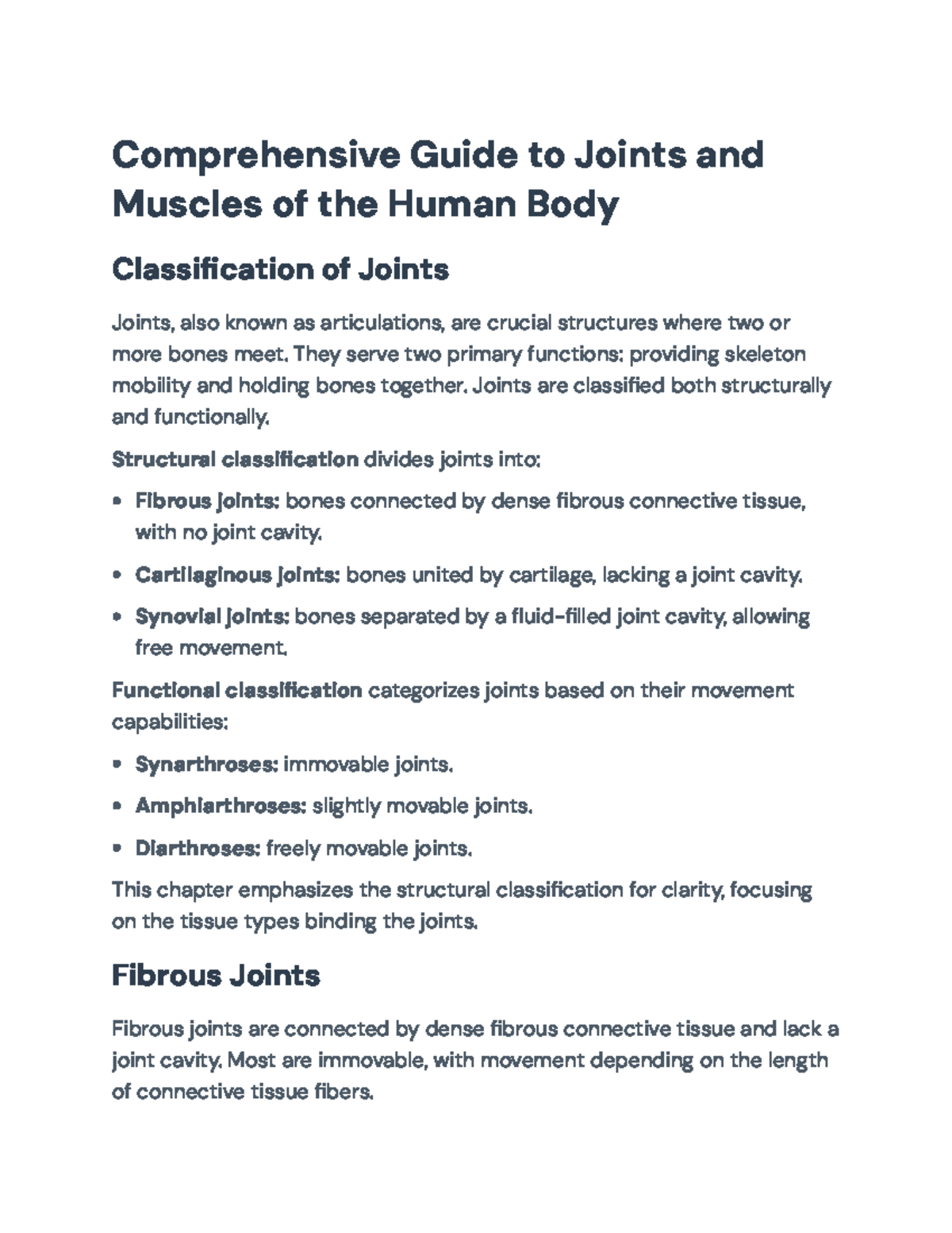 Comprehensive Guide to Joints & Muscles: Structure and Function ...