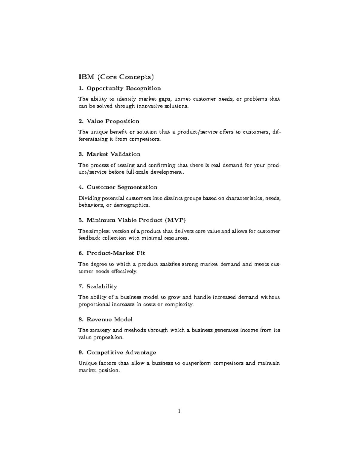 IBM (Core Concepts) - Key Topics in Opportunity Recognition & Value ...