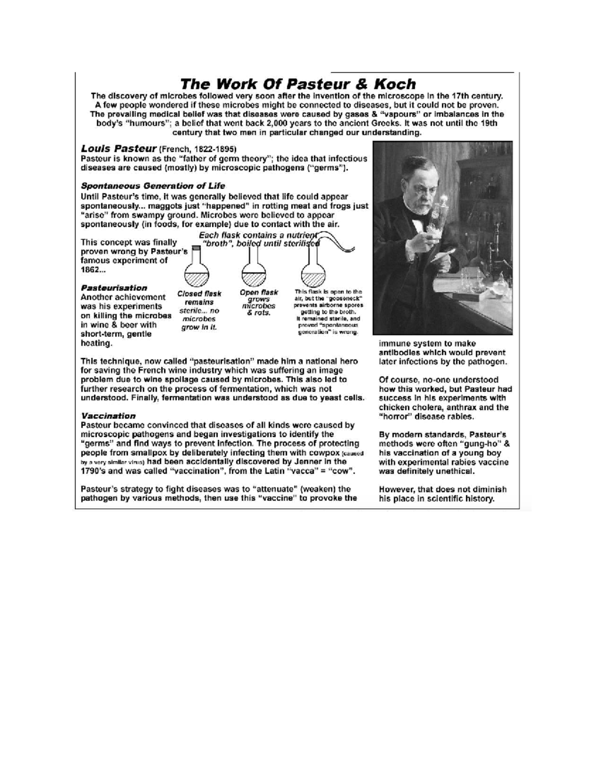 KISS Notes on Pasteur and Koch: Revolutionizing Germ Theory - Studocu