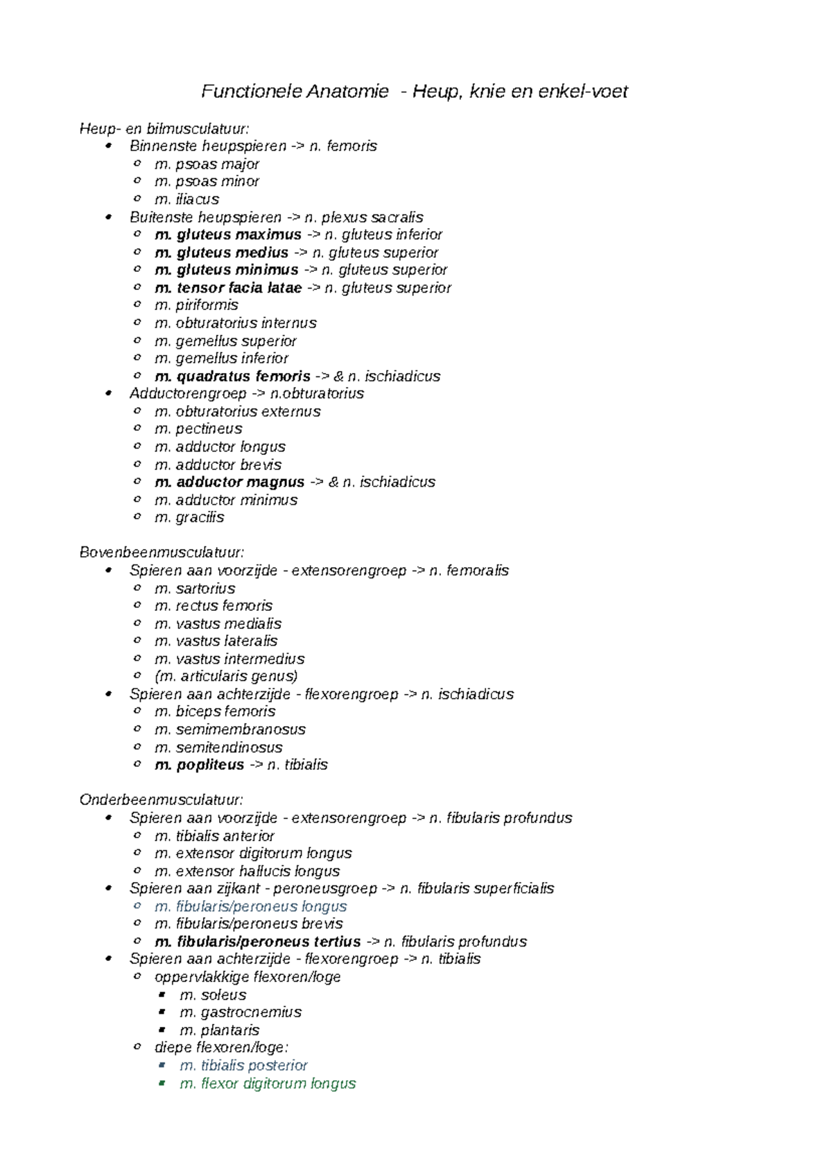 Functionele Anatomie Heup, Knie en Bilmusculatuur: Spieren en Functies ...