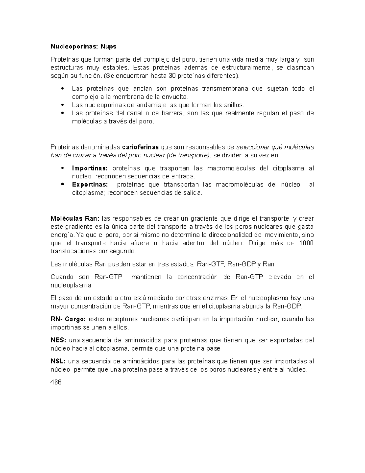 Nucleoporinas: Funciones y Estructura - BIOLOGIA CELULAR - Studocu