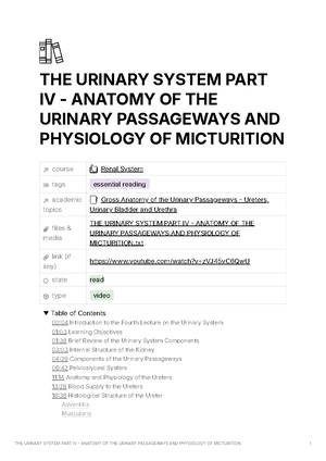 THE Urinary System PART I - Gross Anatomical Structure AND Functions OF ...