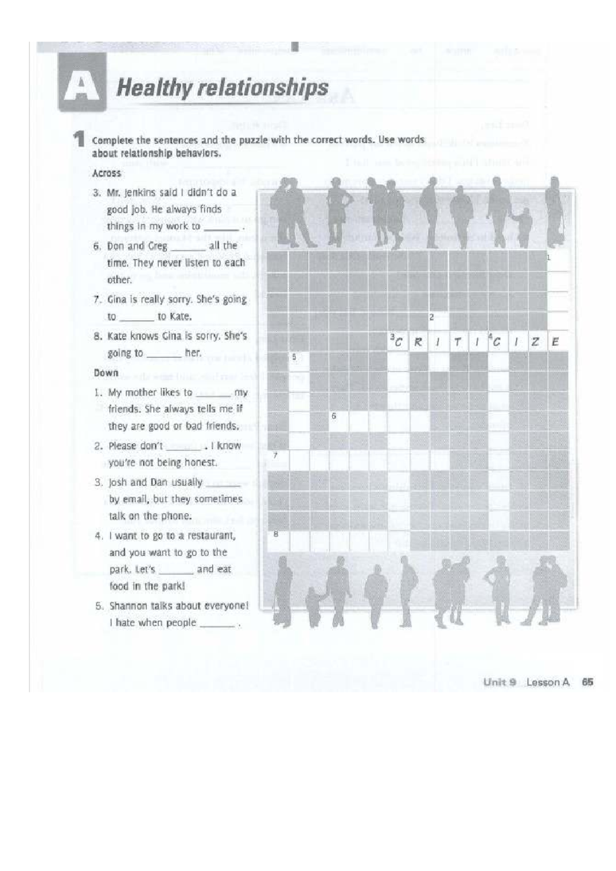 Healthy Relationships: Unit 9 Lesson A Workbook Activities (AV3) - Studocu