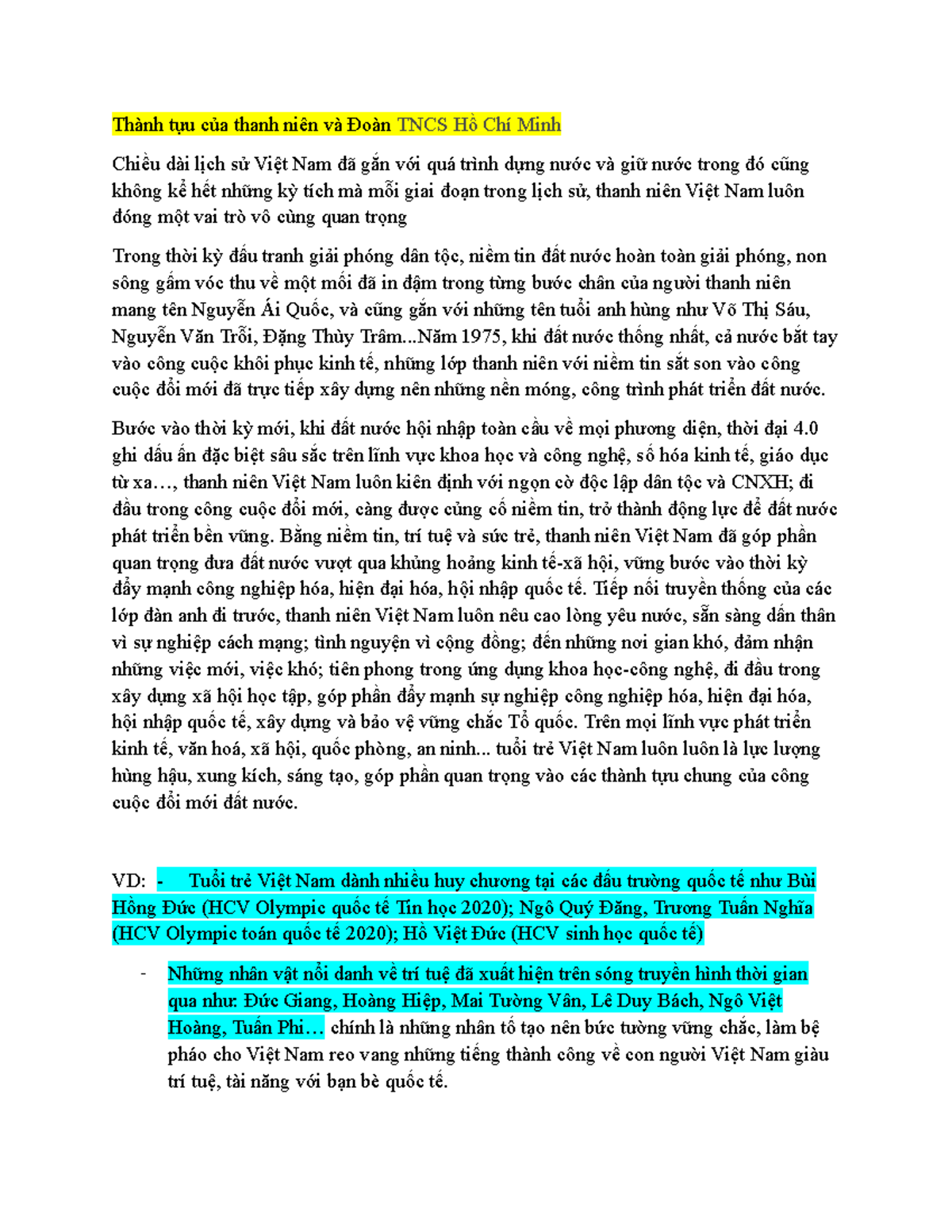 Thanh tuu - gggggg - Thành tựu của thanh niên và Đoàn TNCS Hồ Chí Minh Chiều dài lịch sử Việt ...