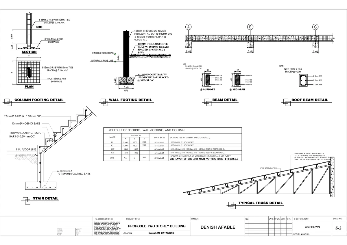 RSB & Concrete Slab Details for Proposed Bungalow Project - Studocu