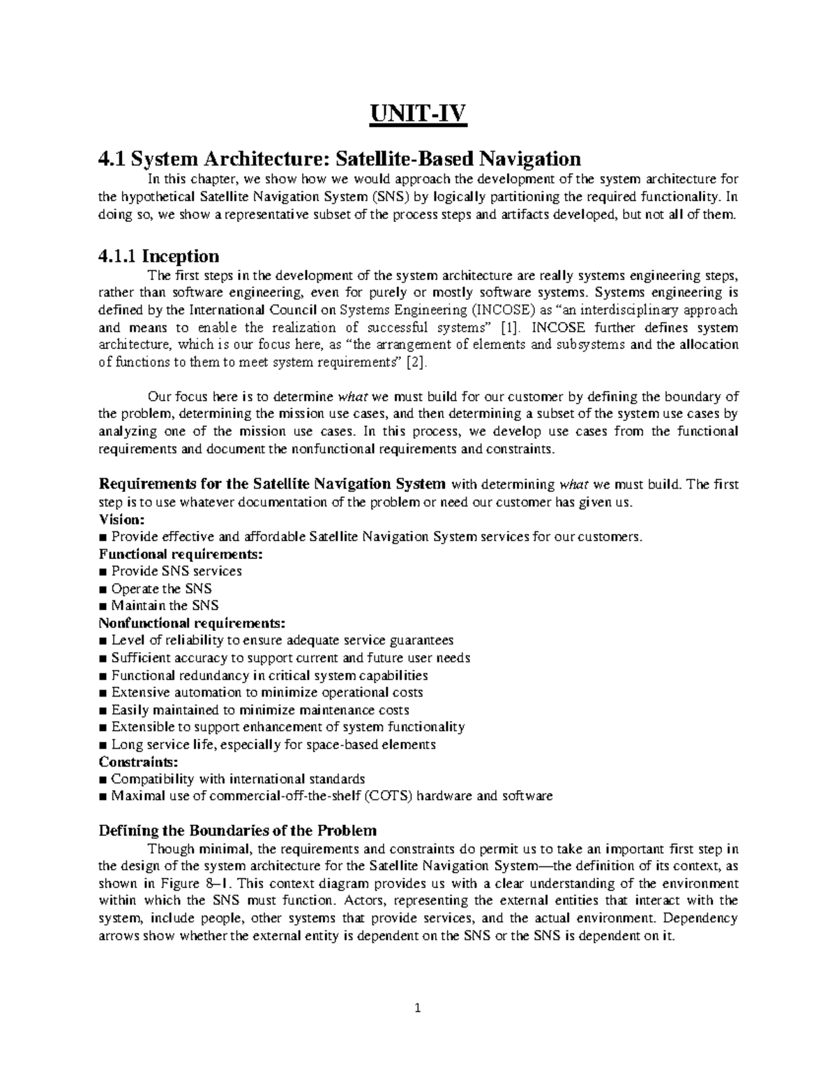 Unit IV: System Architecture for Satellite-Based Navigation (SNS) - Studocu