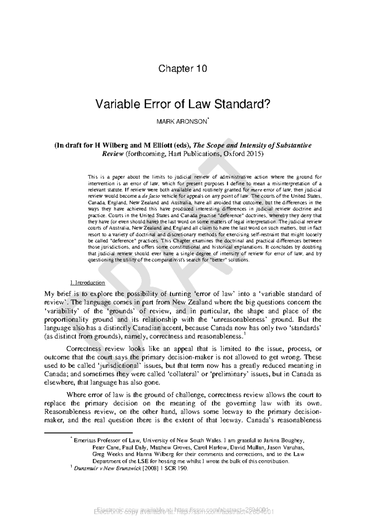 Chapter 10: Variable Standards of Judicial Review for Error of Law ...