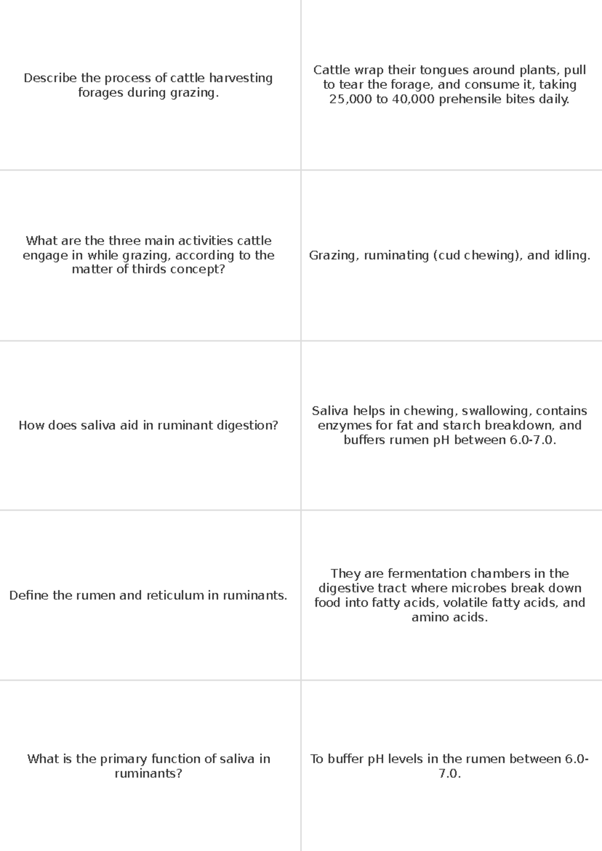 Ruminant Digestion Process - Flashcards (Course Code: ANS 202) - Studocu